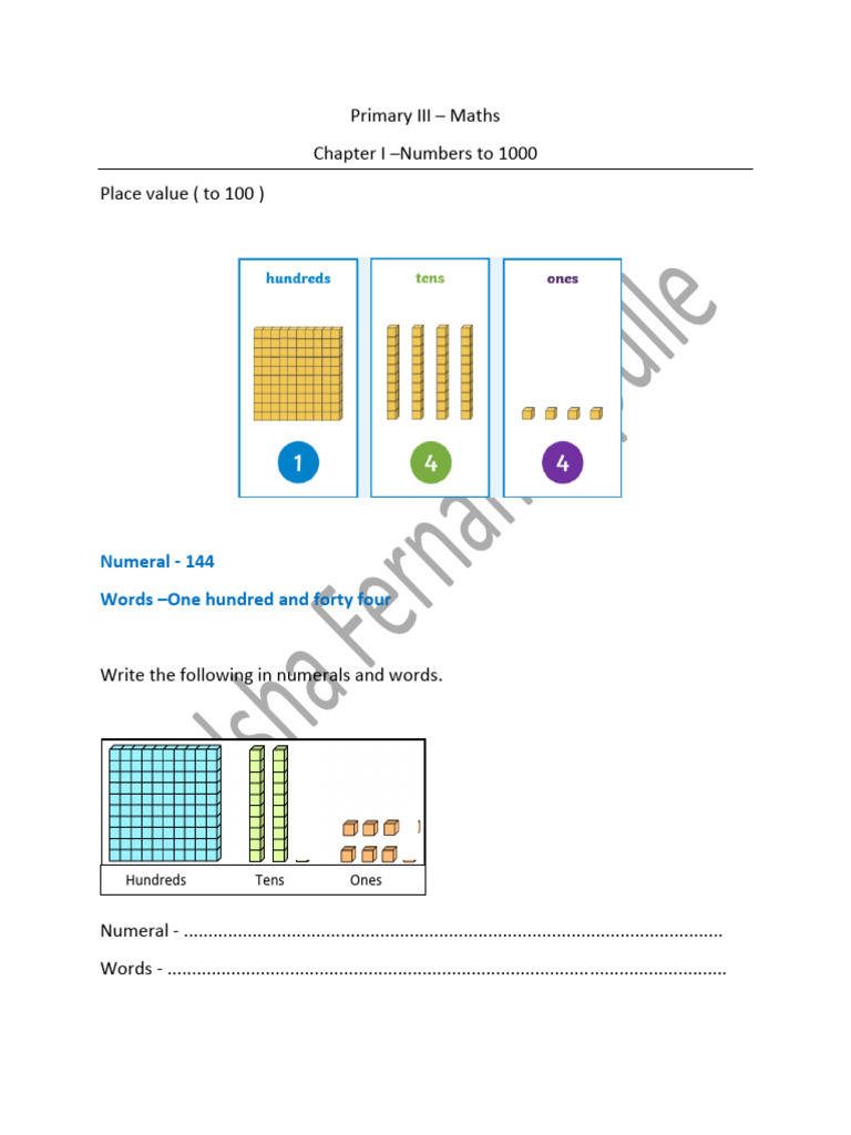 Primary III - Numbers To 1000 | PDF | Mathematics | Mathematical Notation