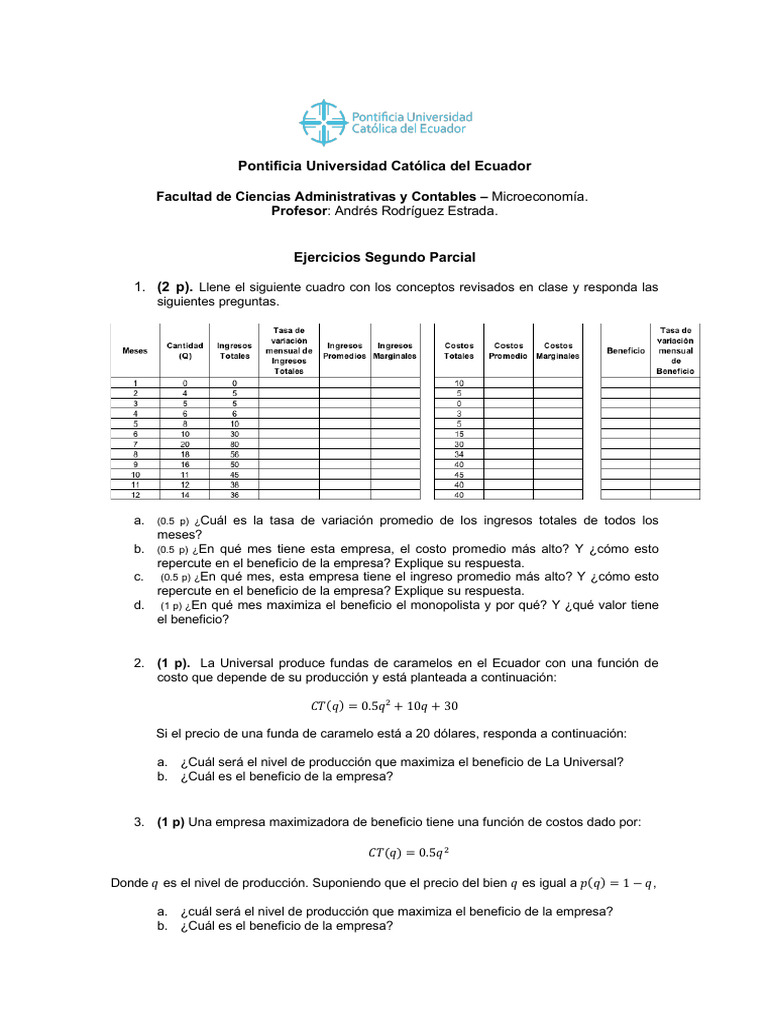 2.3. Set Ejercicios Micro Parcial 2 | Descargar gratis PDF | Mercado (economía) | Precios
