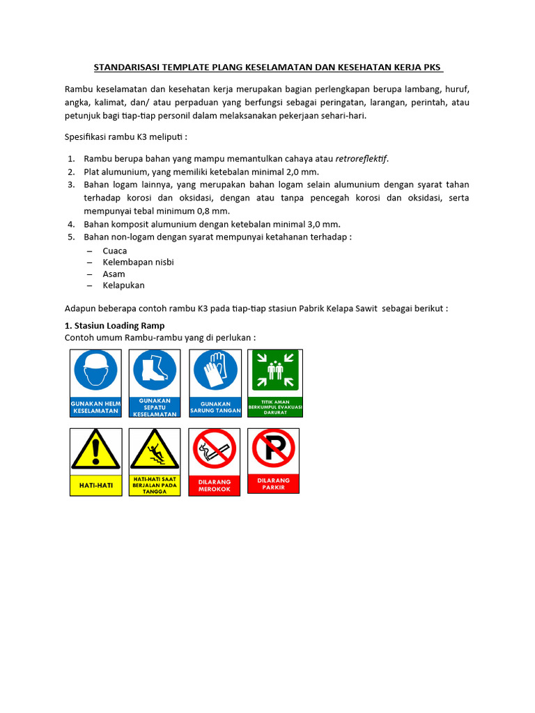 Standar Rambu K3 di PKS | PDF