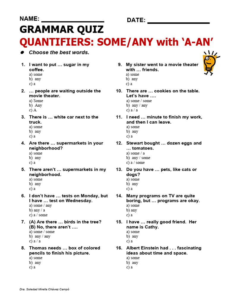 Worksheet 2 (Some Any A An) | PDF | Domesticated Animals