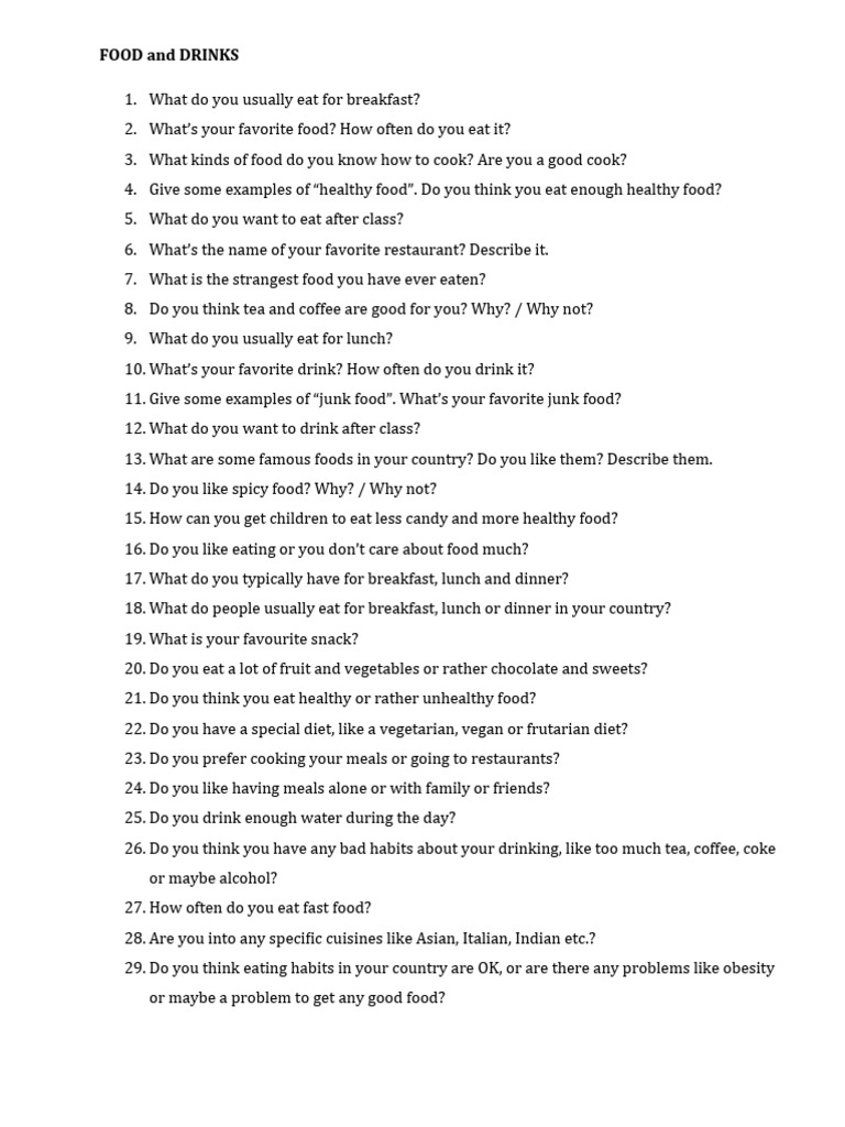 FOOD and DRINKS | PDF