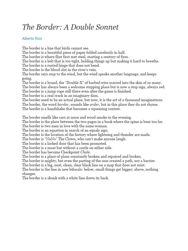 The Border Alberto Rios | PDF