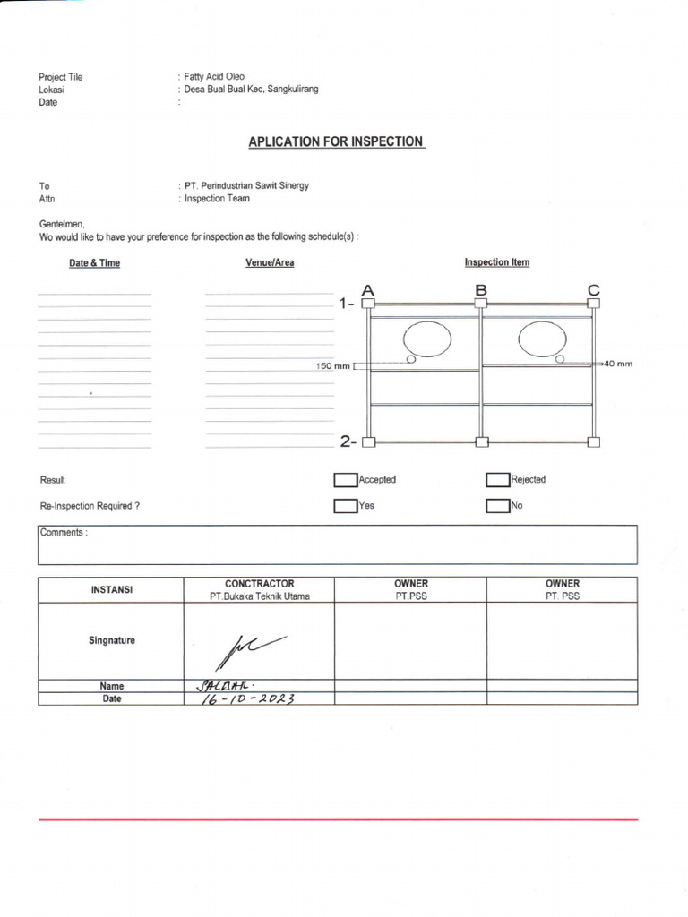Aplication For Inspection | PDF