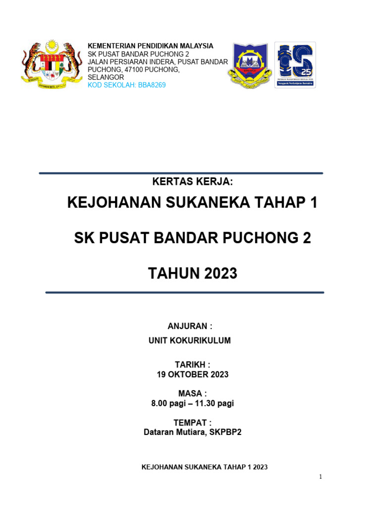 Kertas Kerja Sukaneka Sekolah 2023 | PDF