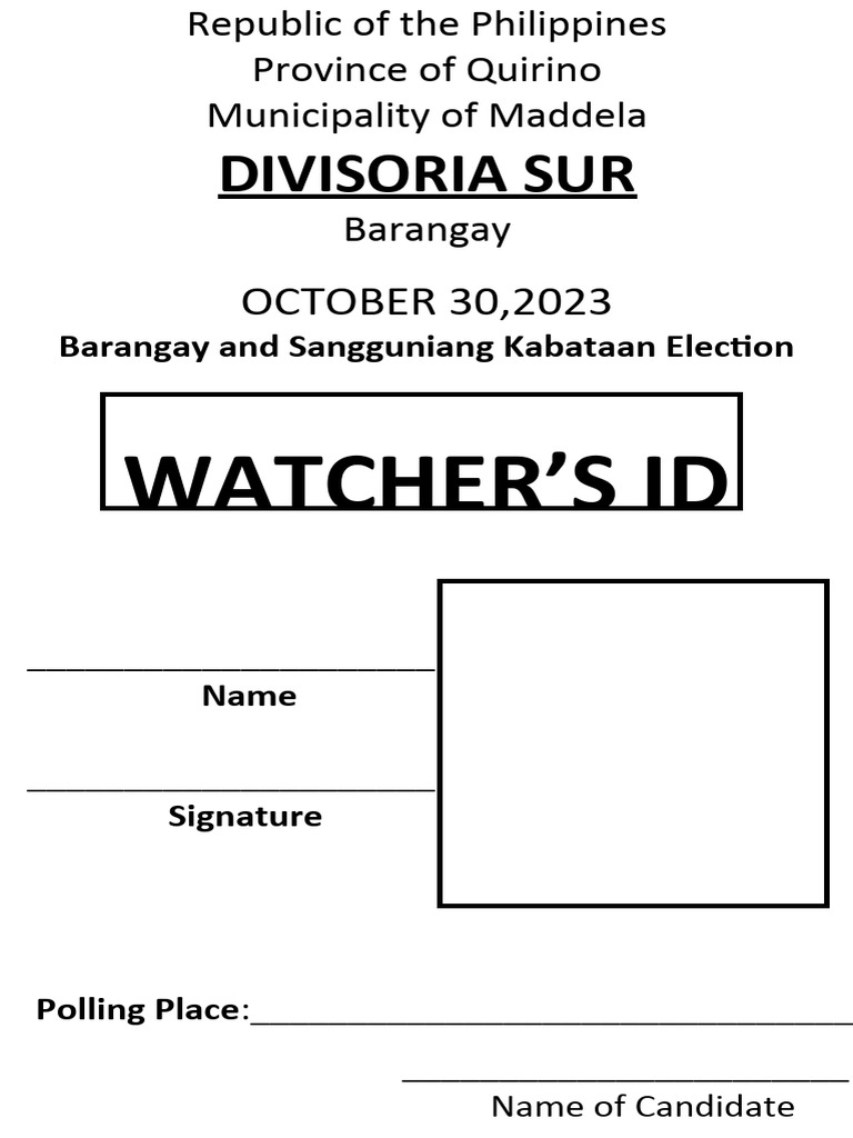 Poll Watcher's ID | PDF