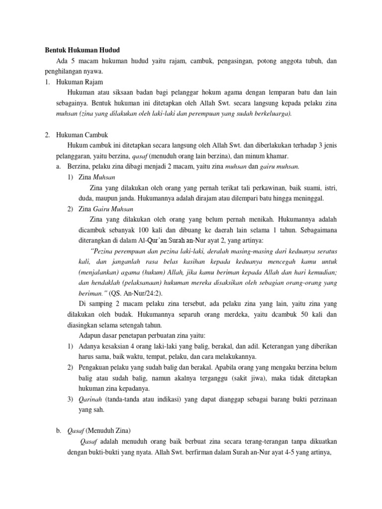 Bentuk-Bentuk Hukuman Hudud dalam Islam | PDF