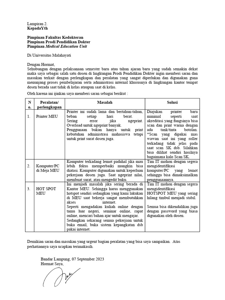Saran Dan Masukan Peralatan | PDF