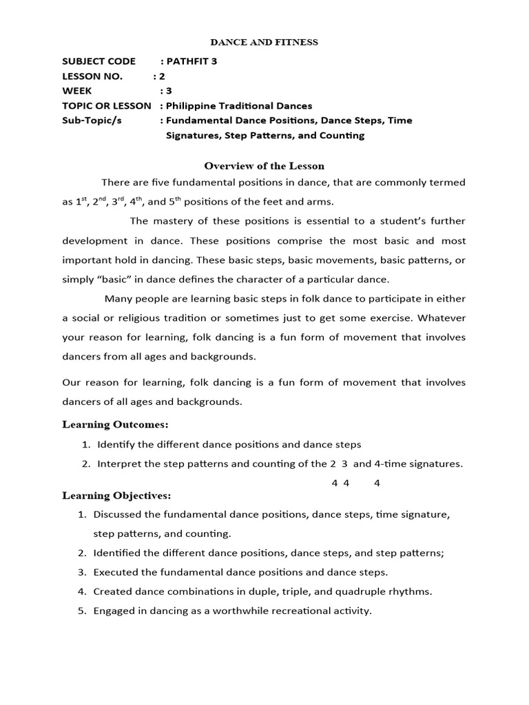 Week 3 Fundamental Dance Positions Dance Steps Time Signatures Step ...