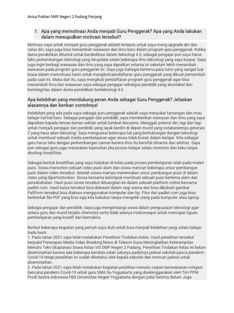 Esai Cgp-Anisa Pratiwi A-10 | PDF | Career & Growth