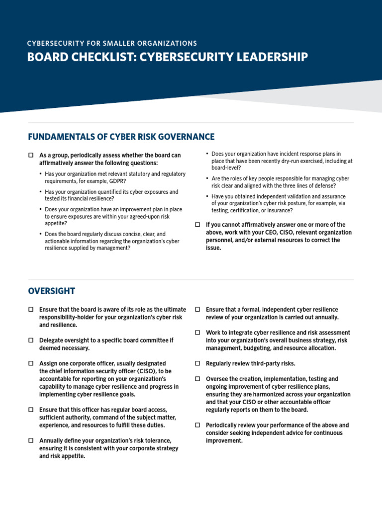 Cybersecurity For Smaller Organizations | PDF | Security | Computer ...