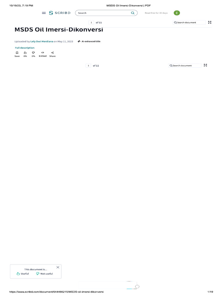 Msds Oil Imersi | PDF