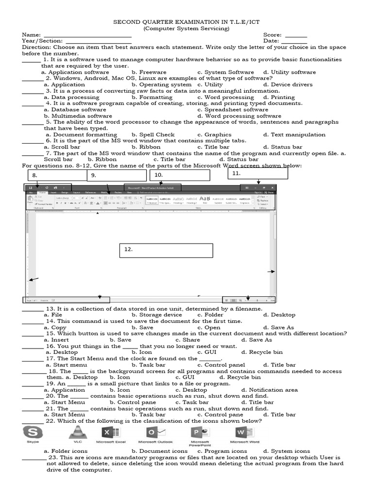 SECOND QUARTER EXAM in CSS-G10-2022-23 | PDF | Icon (Computing) | Microsoft Word
