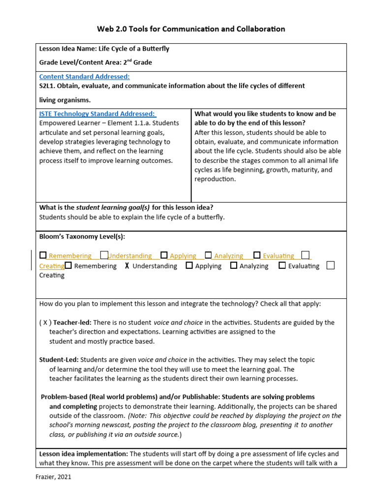 Life Cycle of A Butterfly Lesson Plan | Download Free PDF | Learning ...