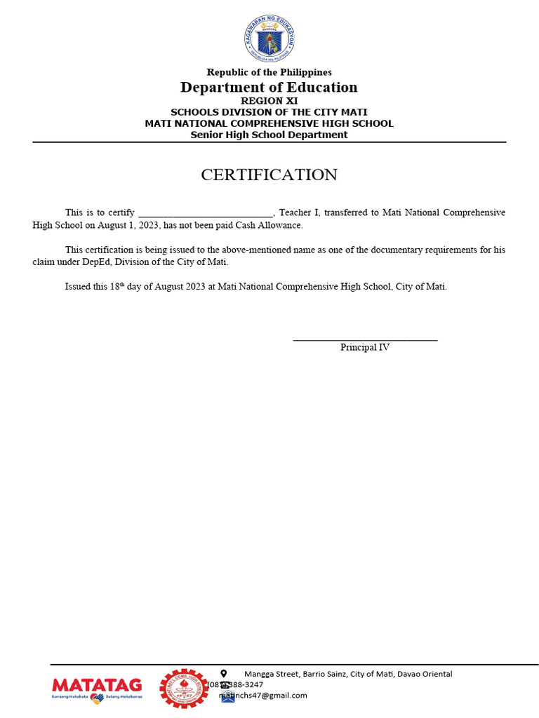 Certification of Non Payment | PDF