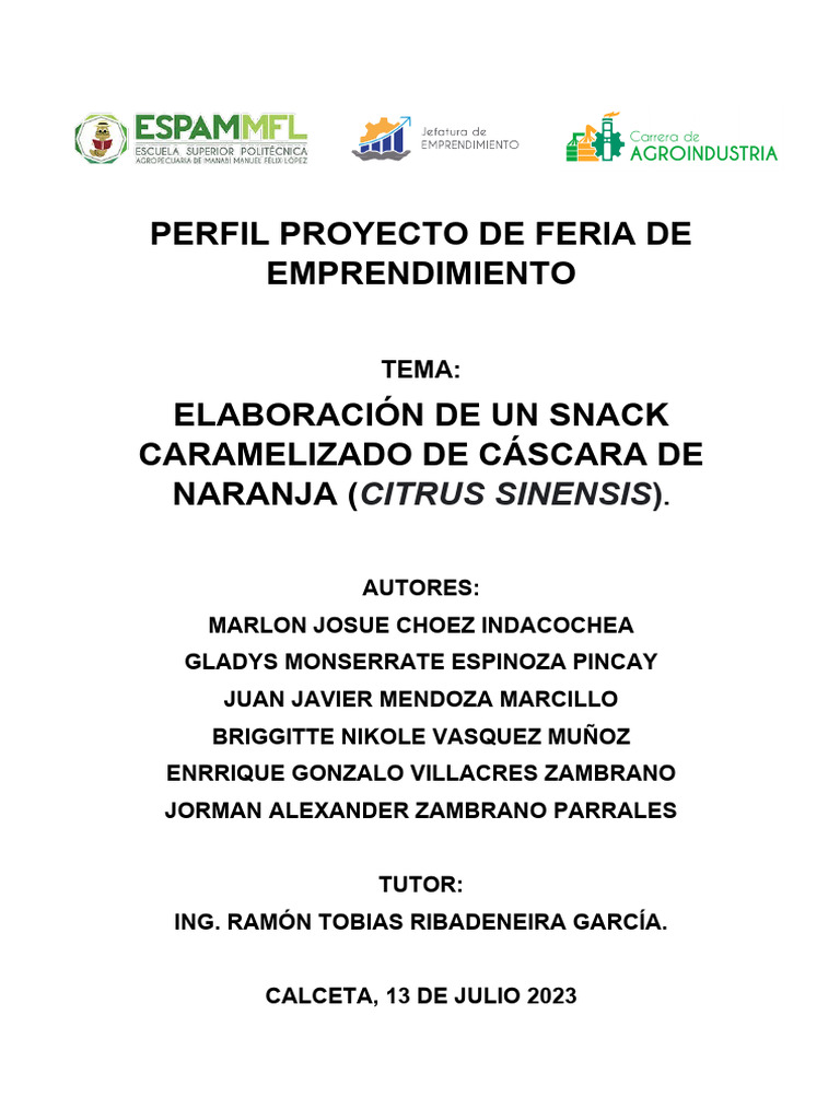 Snack Naranja Caramelizada | PDF | Residuos | Agricultura