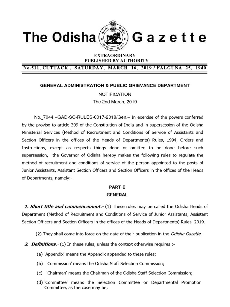 Odisha Junior Assistant Recruitment Rules | PDF | Verb | English Language