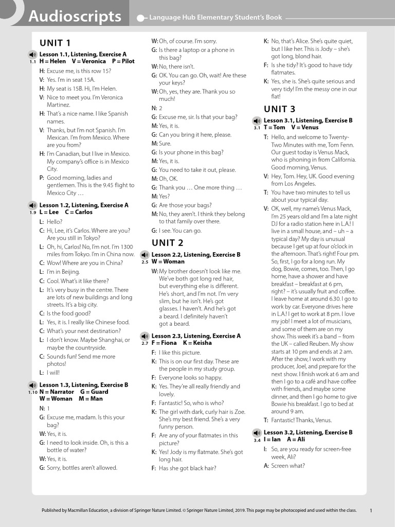 Language Hub: Beginner Audioscripts | PDF