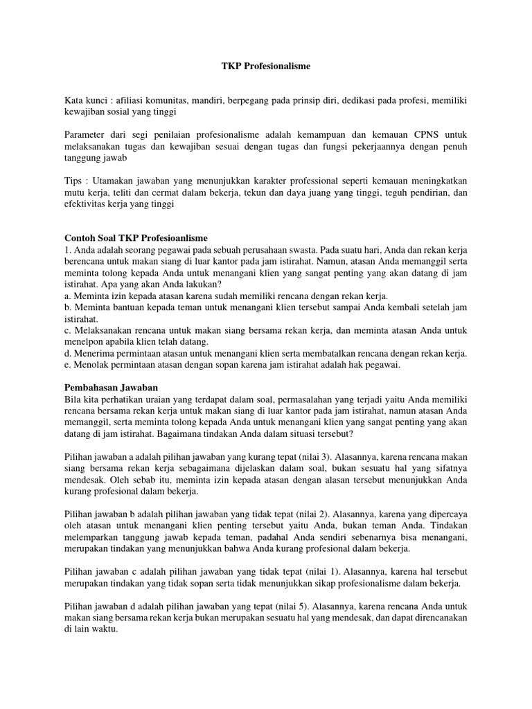 Materi TKP Profesionalisme | PDF