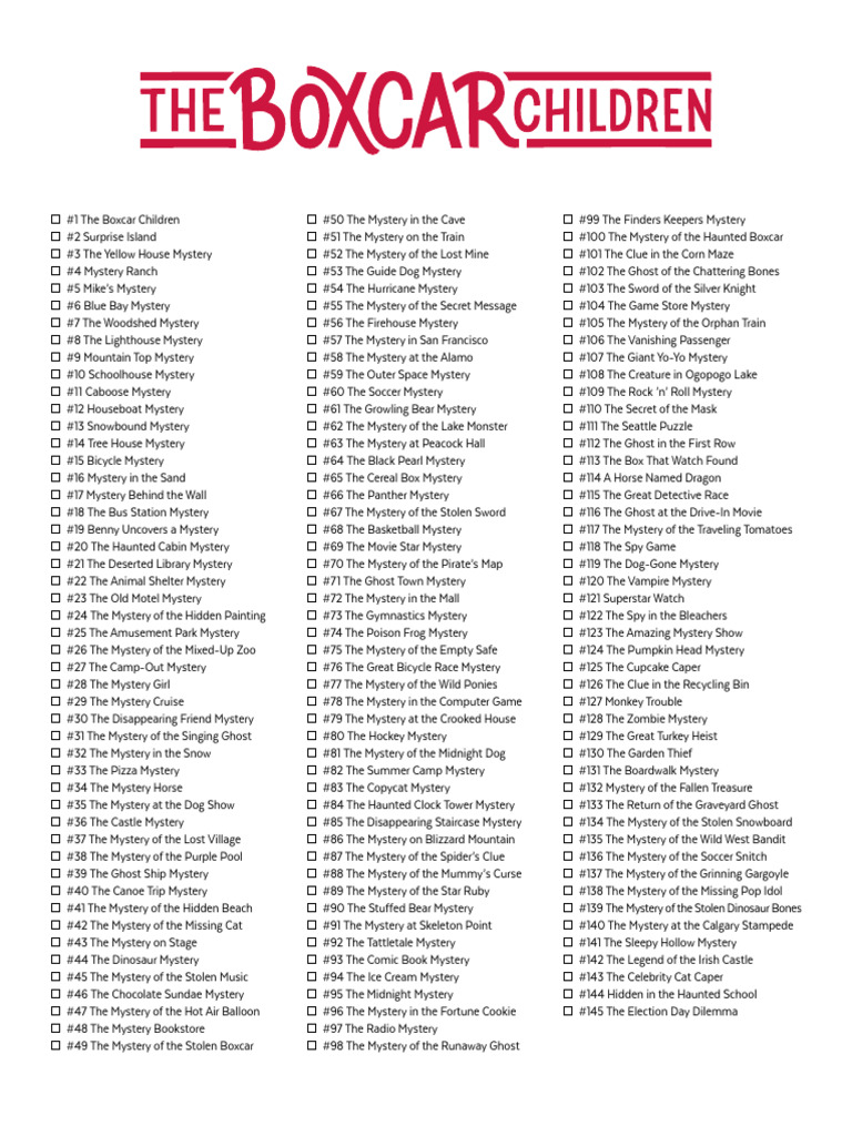 Boxcar Checklist 2016 | PDF | The Boxcar Children
