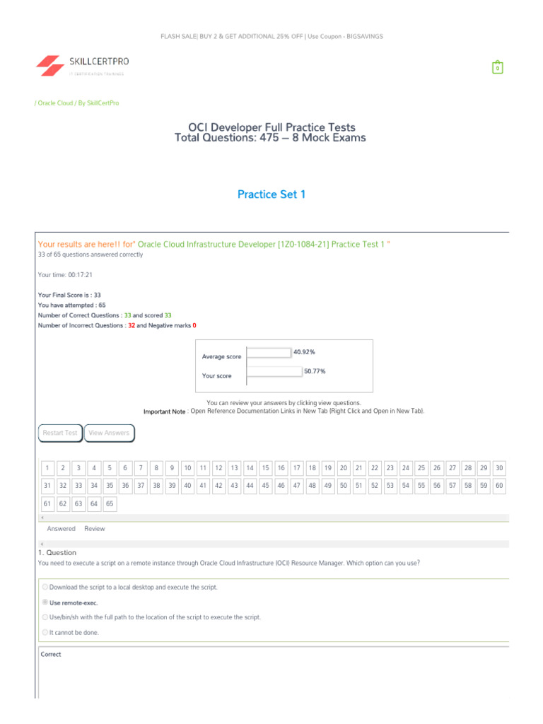 Oracle Cloud Infrastructure Developer Exam Questions - SkillCertPro | PDF
