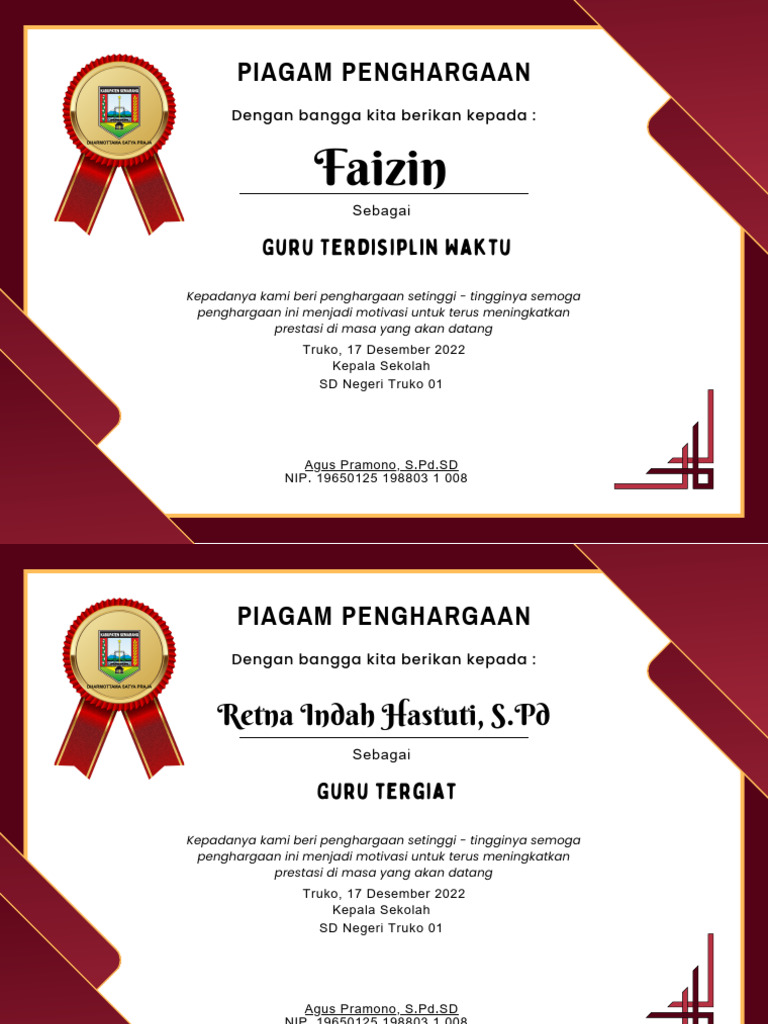 piagam penghargaan | PDF