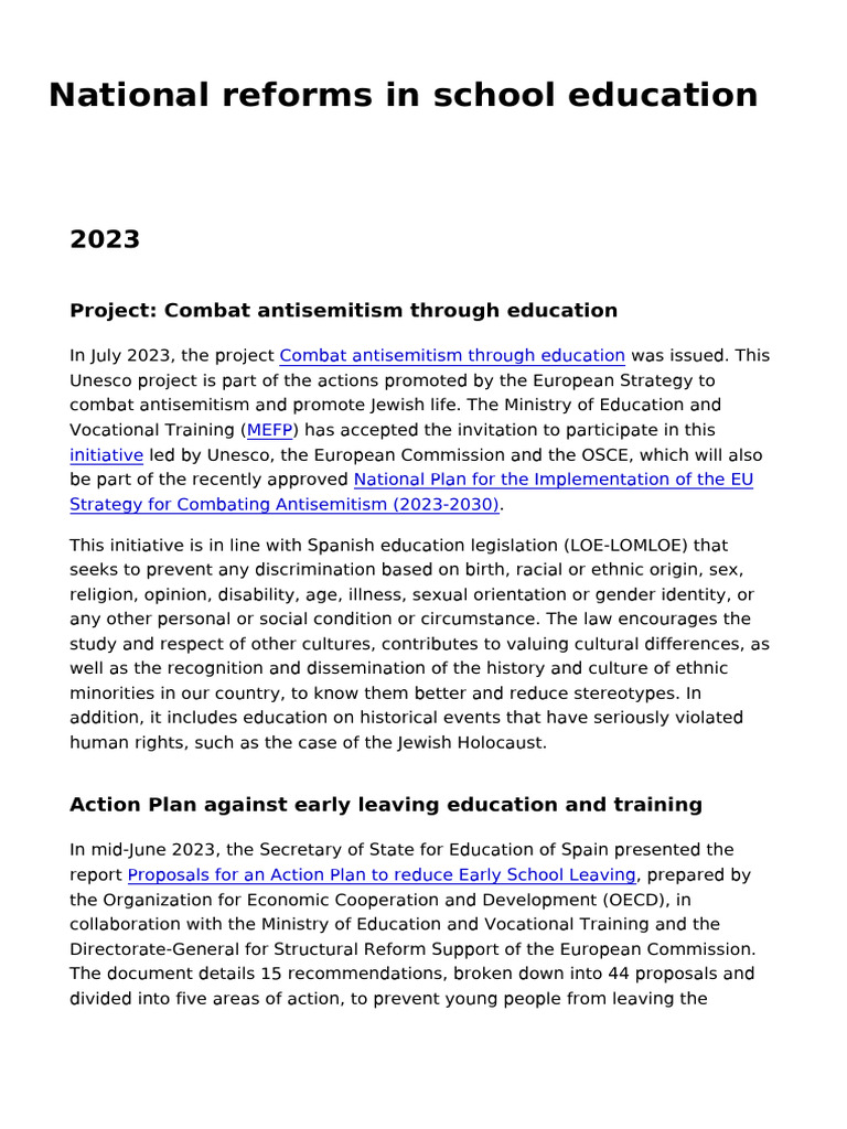 National Reforms in School Education | PDF | Curriculum | Schools