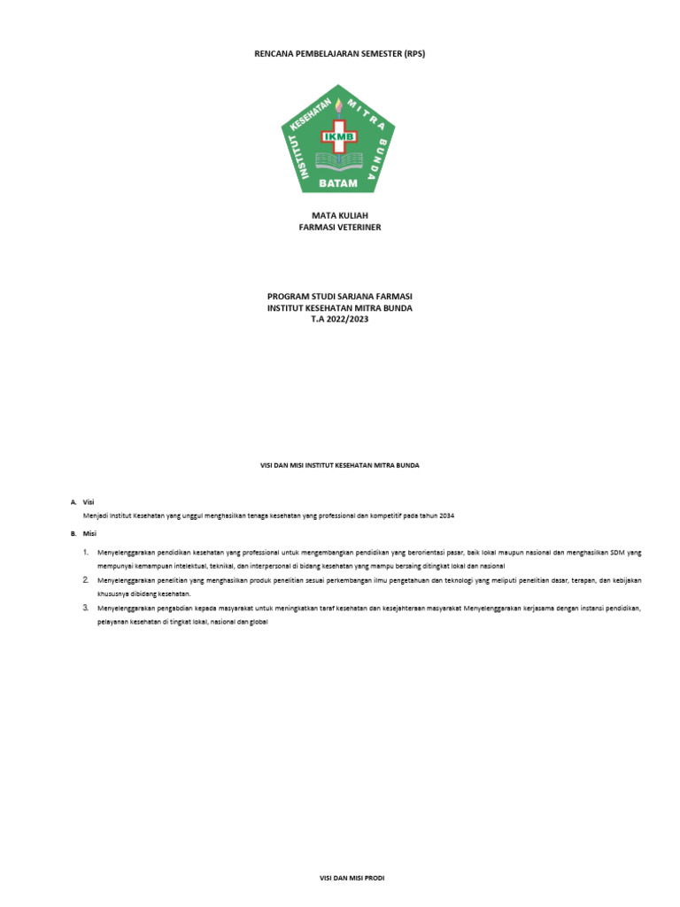RPS Farmasi Veteriner Ikmb 2023 | PDF