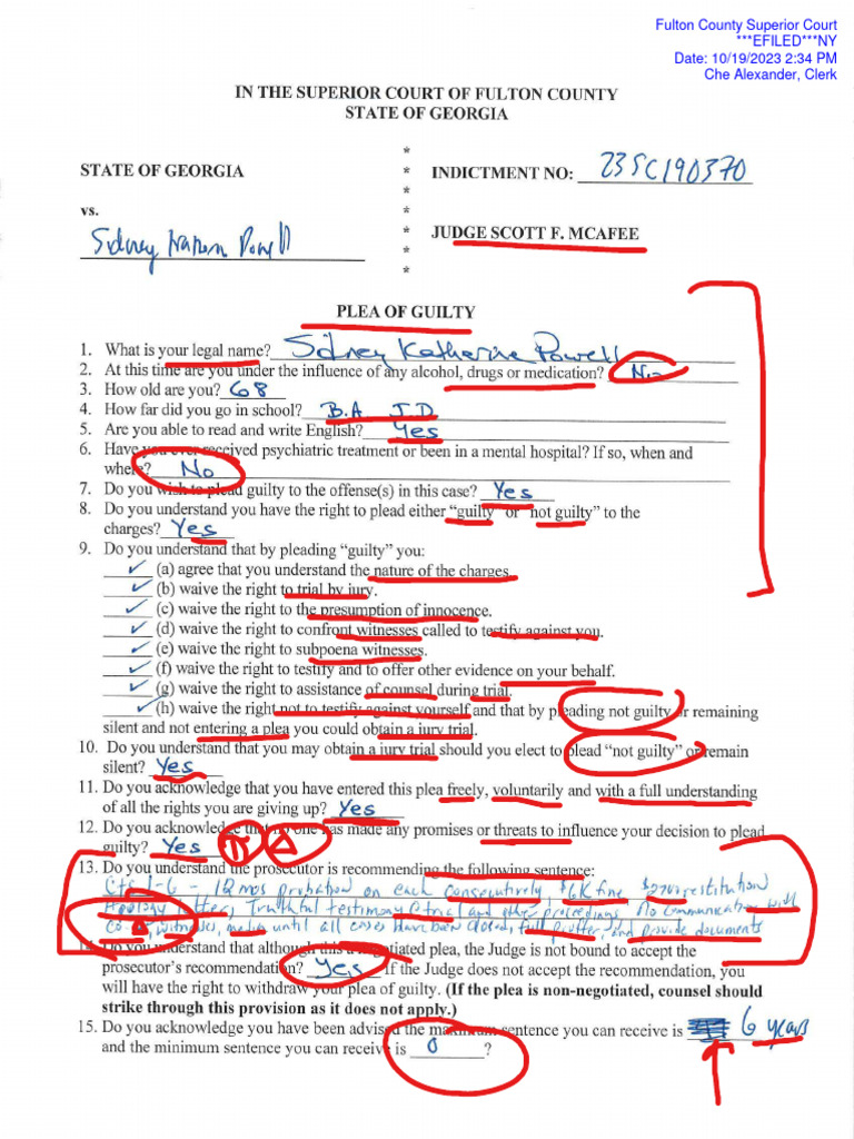 Sidney Powell Guilty Plea Form | PDF