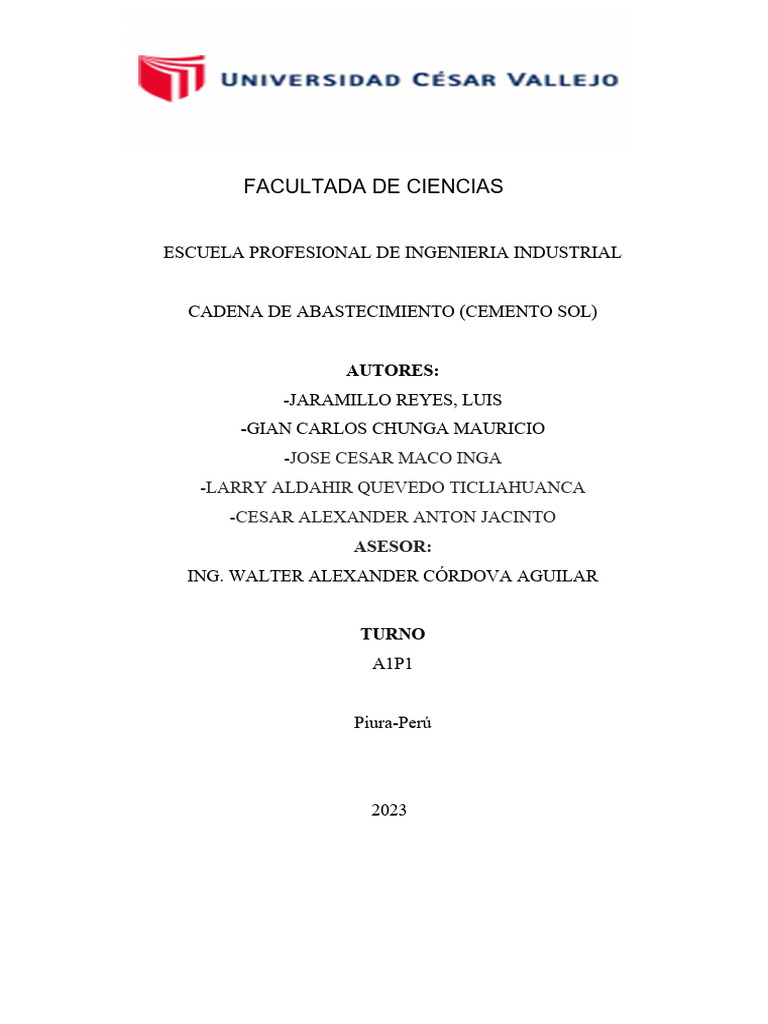 Cemento Sol Informe Final | PDF | Cemento | Química
