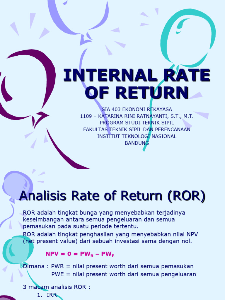 Analisis Internal Rate of Return (IRR) | PDF | Metode & Bahan Ajar