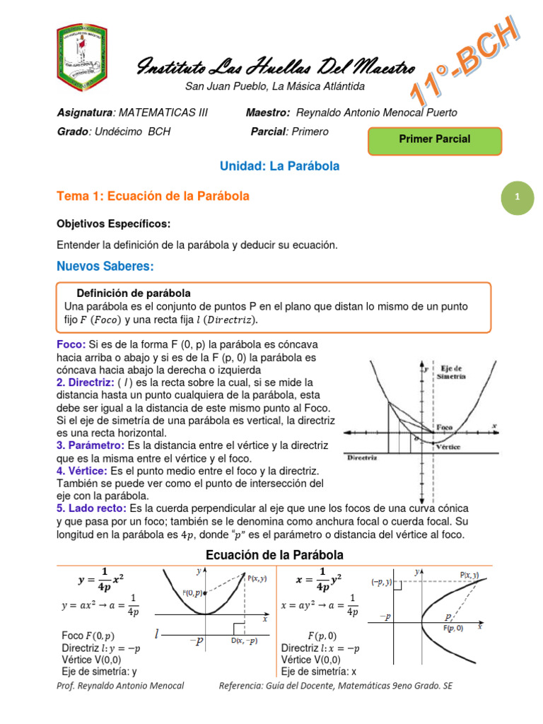 Guía de Parábolas para Estudiantes | PDF | Matemática Elemental ...