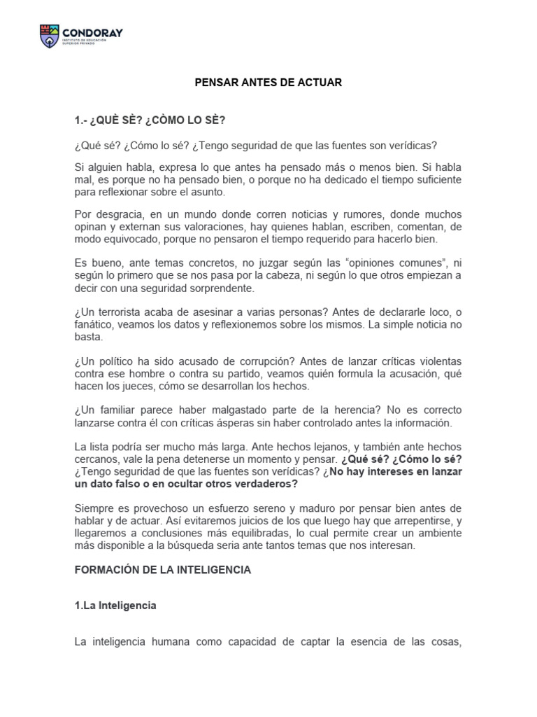 Pensar Antes de Actuar | PDF | Relaciones personales, crianza y ...