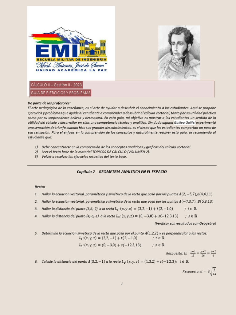 Práctica 2 - GEOMETRIA ANALITICA EN EL ESPACIO | PDF | Esfera | Línea (geometría)