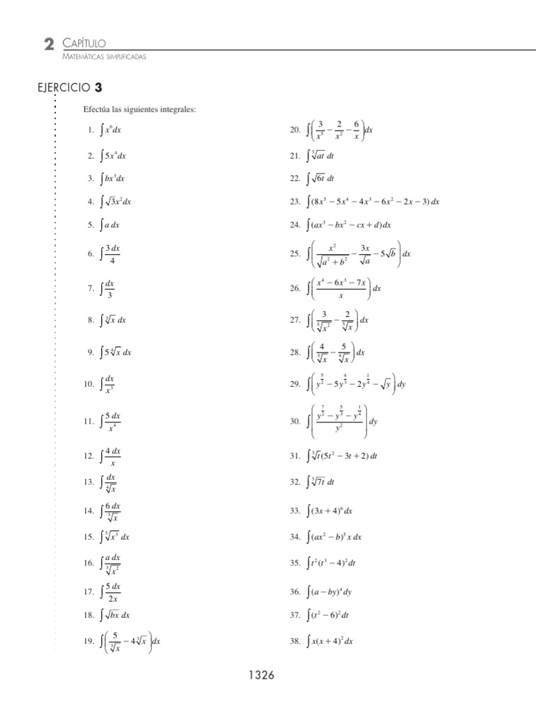 EJERCICIOS. Integrales | PDF