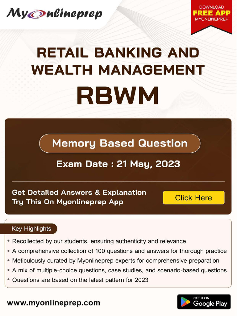 RBWM Memory Based Question Jaiib May 2023 4 1 Compressed 1687270033 | PDF | Financial Risk | Banks