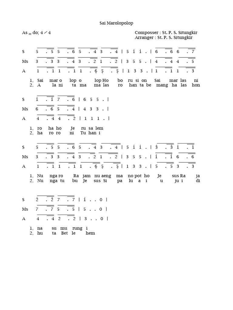 Partitur Koor Sai Marolopolop ... | PDF