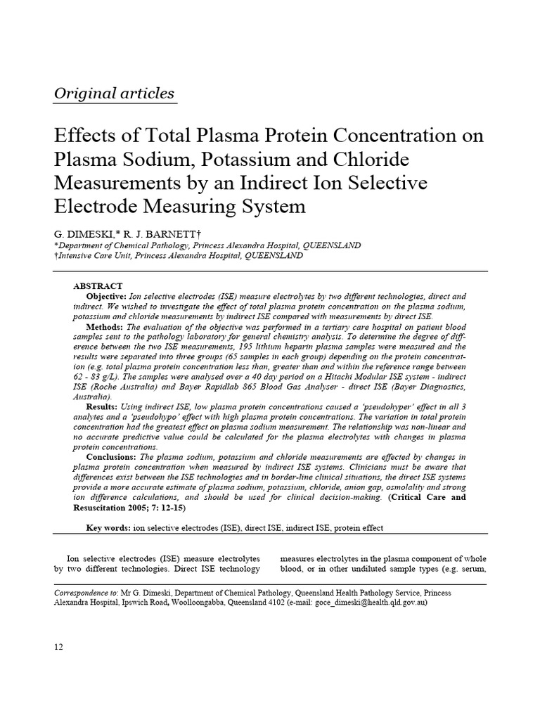 Clinicians' Guide to ISE Variability | PDF | Blood Plasma | Electrolyte