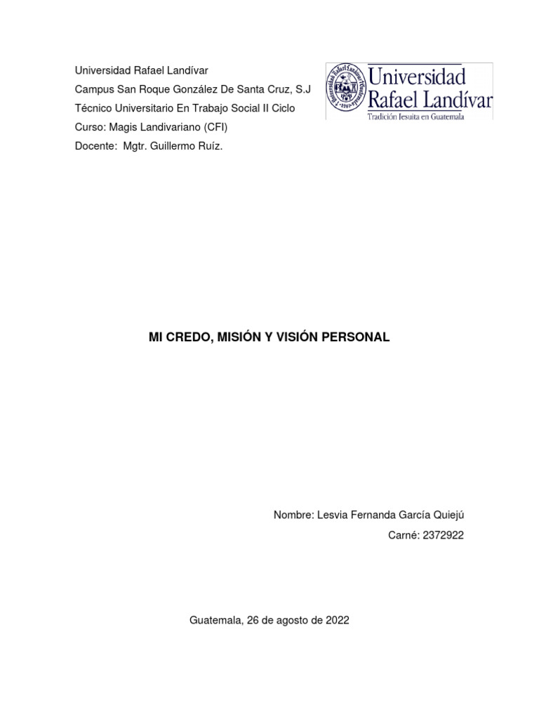 Mi Credo, Misión y Visión | Descargar gratis PDF | Amor | Felicidad