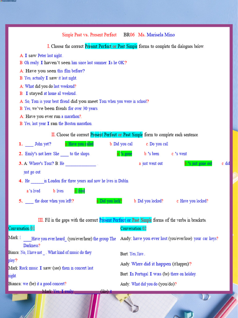 Simple Past & Present Perfect | PDF