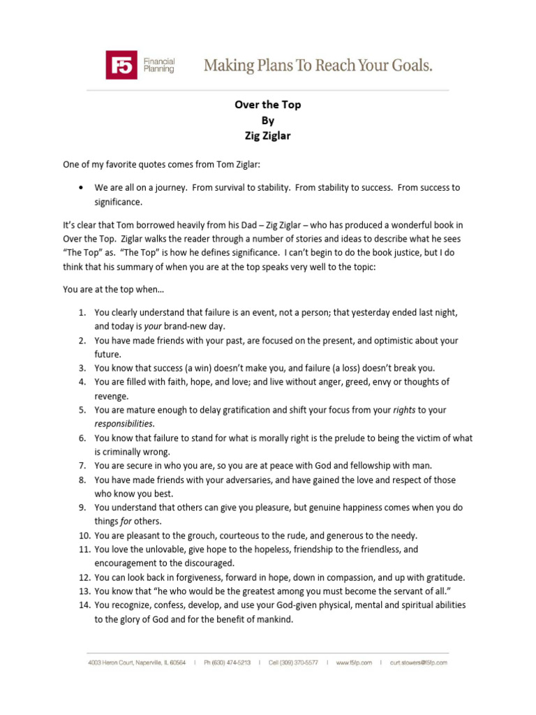 Over The Top Zig Ziglar | PDF