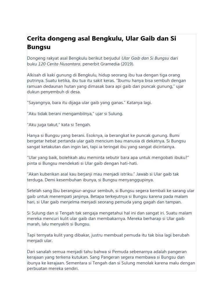 Ular Gaib Dan Si Bungsu | PDF