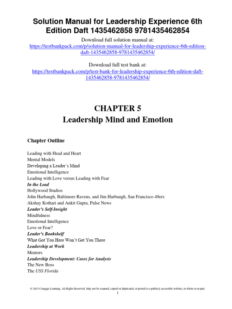 Leadership Experience: Mind and Emotion | PDF | Project Gutenberg | Leadership