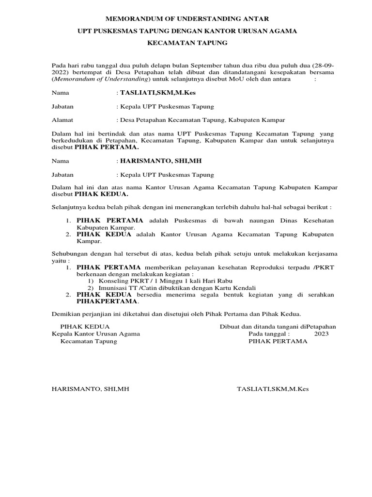 Sop Memorandum of Understanding Kua | PDF