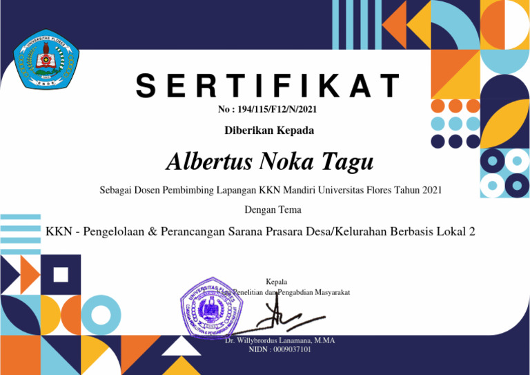 Sertifikat Dosen Pendamping Lapangan Pdf