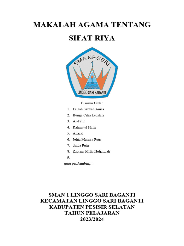 Makalah Agama Tentang Sifat Riya | PDF