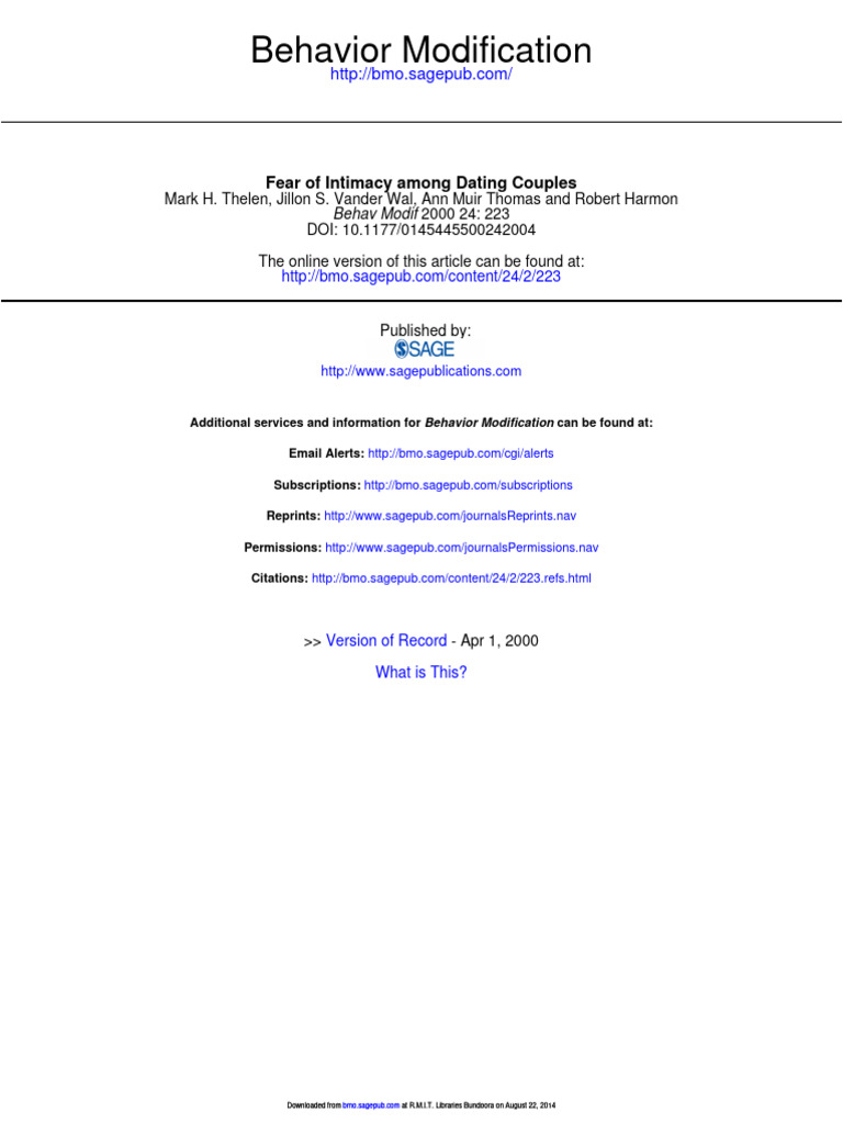 Thelen 2000 | PDF | Attachment Theory | Intimate Relationships