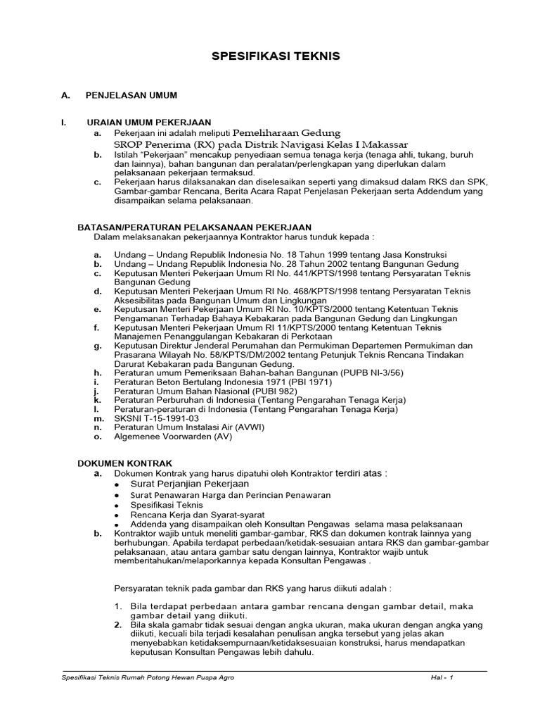 Spesifikasi Teknis | PDF | Teknologi & Rekayasa