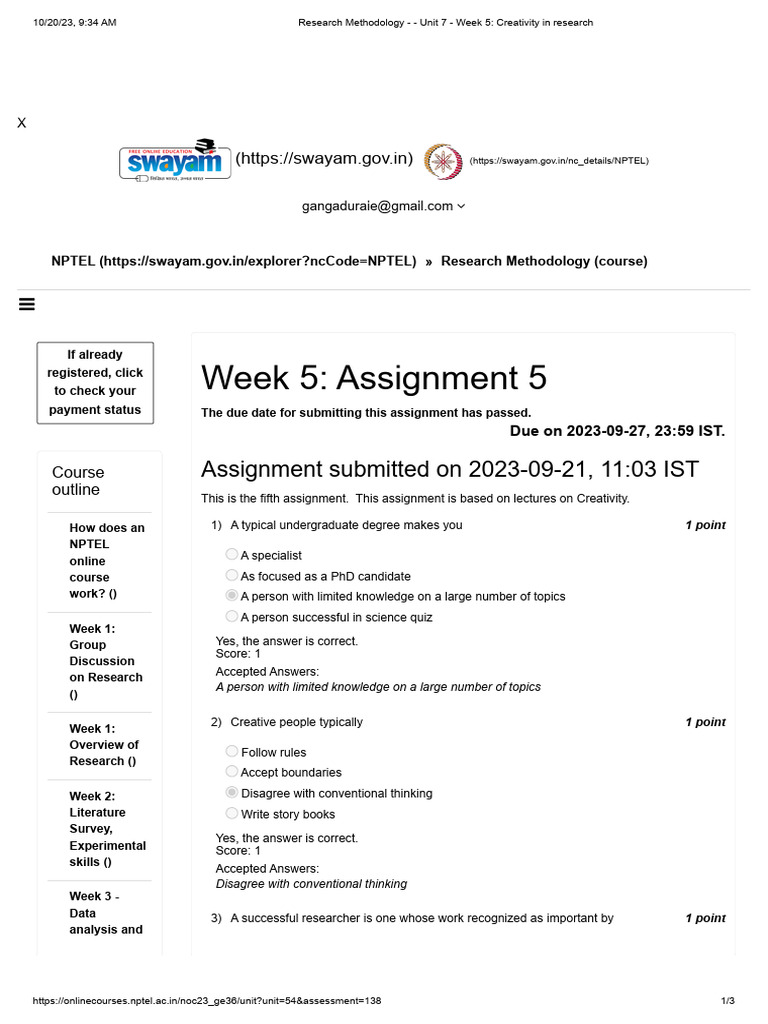 Research Methodology - Unit 7 - Week 5 - Creativity in Research | PDF | Creativity | Methodology