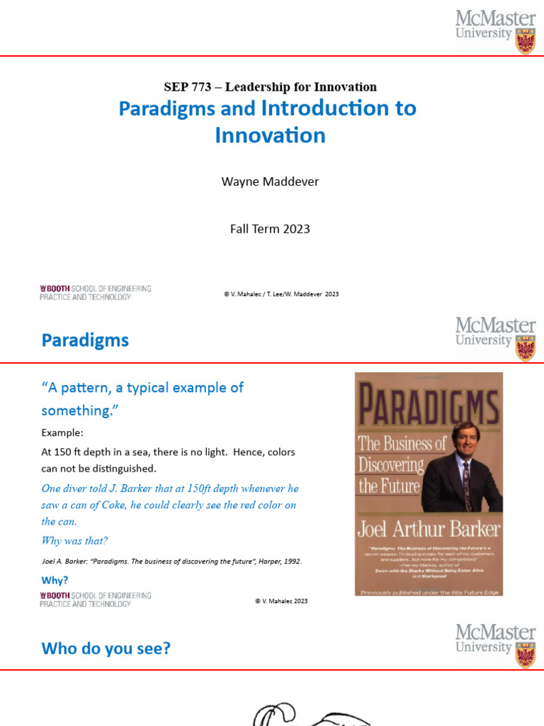 SEP 773 #2 Paradigms - Introduction To Innovation | PDF