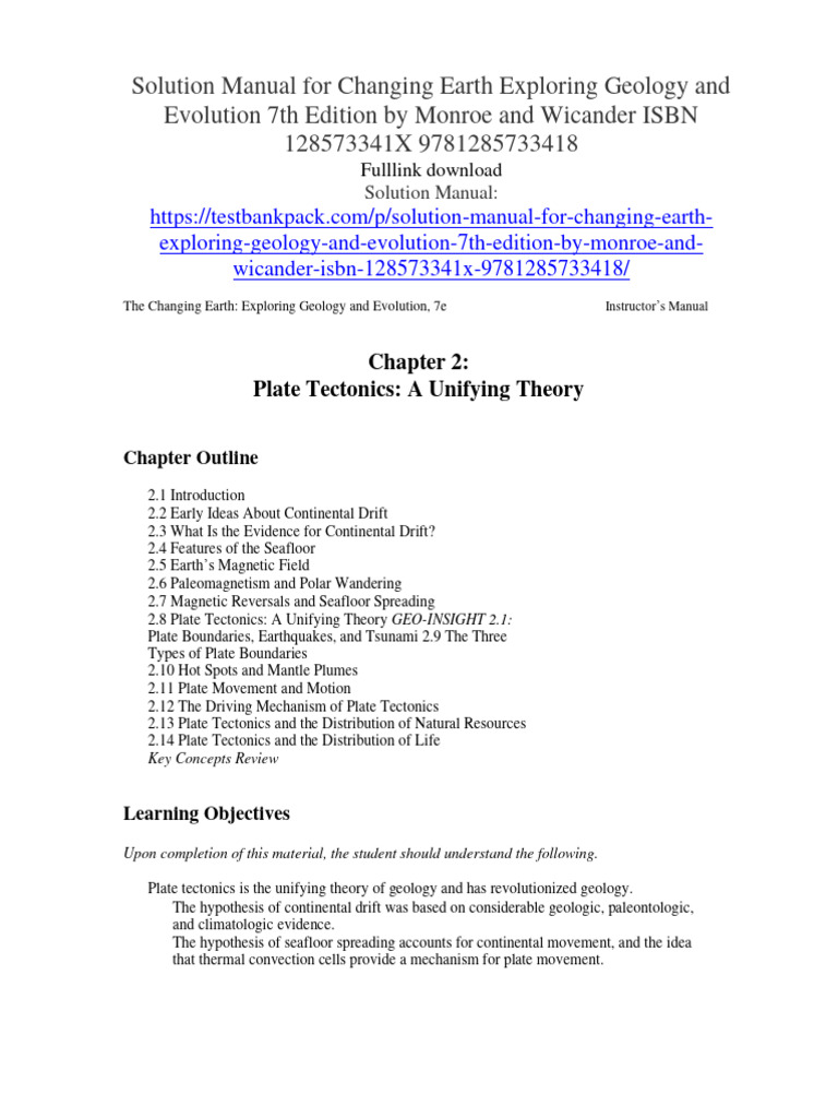 Solution Manual For Changing Earth Exploring Geology and Evolution 7th ...